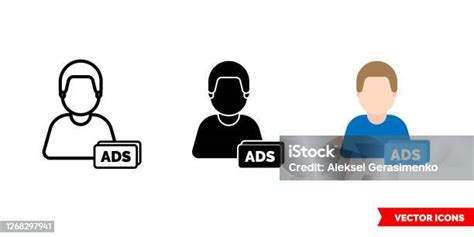 3 가지 유형의 색상 흑백 윤곽선의 광고주 아이콘 격리된 벡터 기호 기호 0명에 대한 스톡 벡터 아트 및 기타 이미지 0명 갈색 개념 Istock