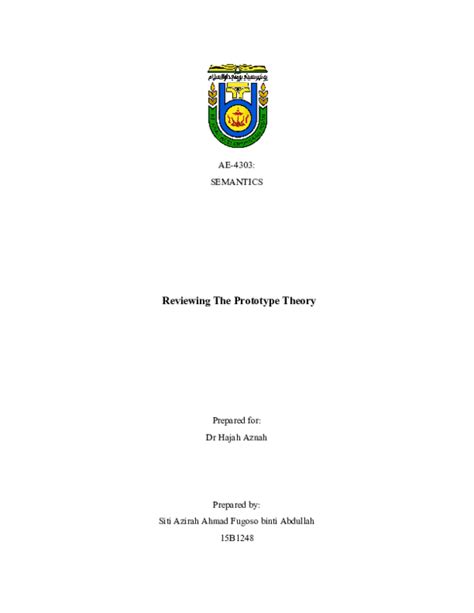 Pdf Reviewing The Prototype Theory