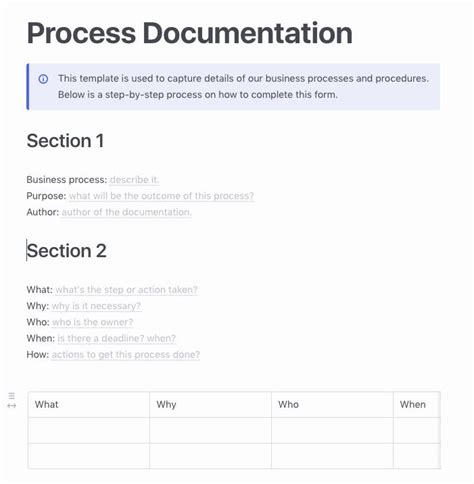 Process Documentation Template Word Oceo