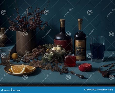 Una Tabla Con Muchos Tipos Diferentes De Elementos Stock De