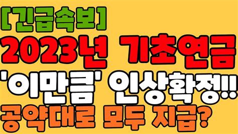 긴급속보 2023년 기초연금 연금기준액 인상 확정 부부연계 감액 폐지 검토 지금 확인하세요 Youtube