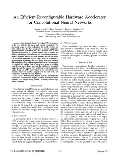 An Efficient Reconfigurable Hardware Accelerator For Cnn Pdf Computing Computer Science