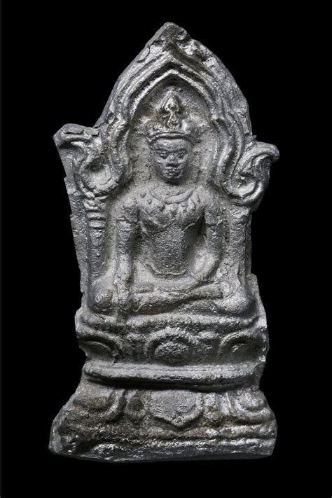 พระยอดขุนพล พิมพ์บัวสองชั้น กรุวัดพรศรีรัตนมหาธาตุ เนื้อชินเงิน จ