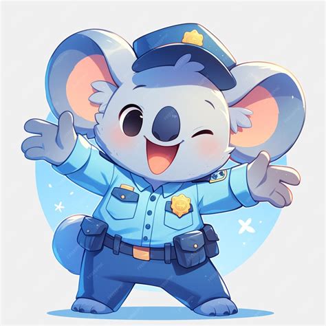 Premium Vector A Koala Police Officer Cartoon Style
