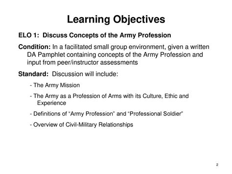 Learning Objectives Elo 1 Discuss Concepts Of The Army Profession Ppt Download