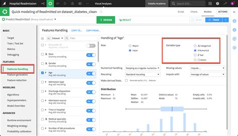 concept the design tab within the visual ml tool dataiku knowledge base