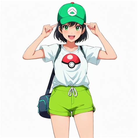 Green Attired Selene With Pokeball And Smile Stable Diffusion Online