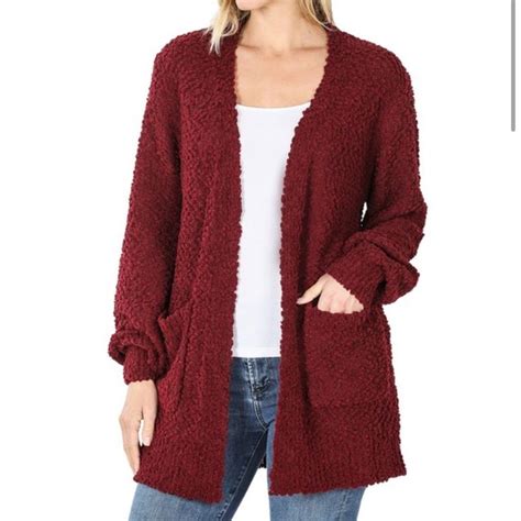 Zenana Maroon Dark Burgundy Popcorn Cardigan New With Tags In 2025