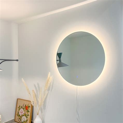 아워프레임 원형 벽거울 Led 간접조명 화장대 욕실 거울 아워프레임