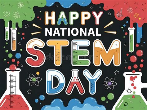 National Stem Day Typography Using Science Lab Theme Stock Illustration Illustration Of