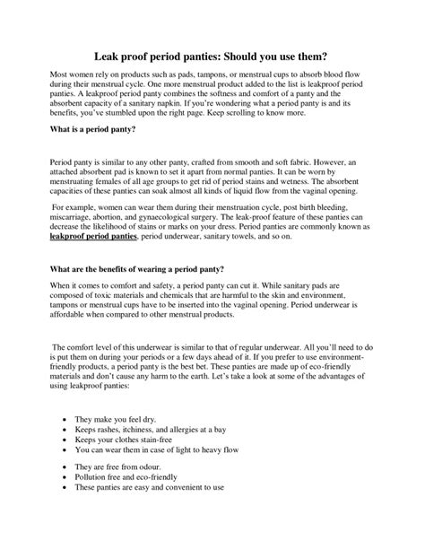 Ppt Leak Proof Period Panties Should You Use Them Powerpoint Presentation Id11775869