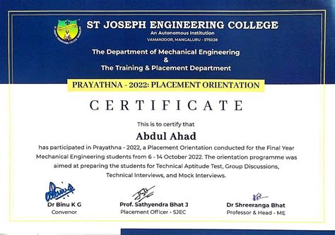 Abdul Ahad On Linkedin Successfully Completed Prayathna 2022 Placement