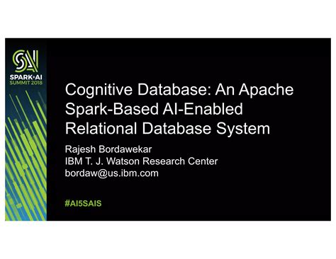 Cognitive Database An Apache Spark Based Ai Enabled Relational