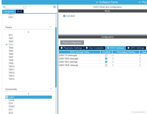 Cubemx配置stm32f407vet6实现can通信cubemx Can配置 Csdn博客