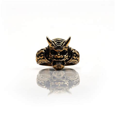 Oni Demon Ring Brass Japanese Oni Ring Mens Gothic Statement Ring