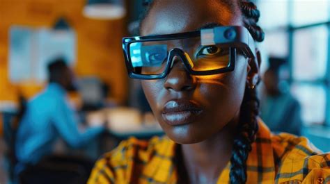 Close Up Picture Of African American Software Engineer Wearing Glasses Aig43 Premium Ai