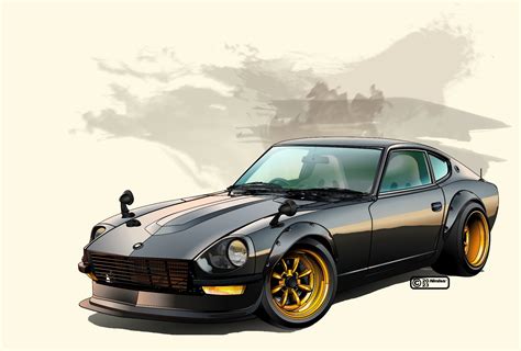 Nimbus Goldbrum Nissan Original Commentary Request Highres Artist Name Black Car Car