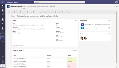 Управление вашими потоками в microsoft teams power automate