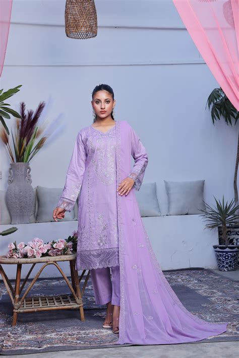 Stitched 3 Piece Luxury Embroidered Lawn Jacquard Collection