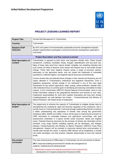Lessons Learned Report Template