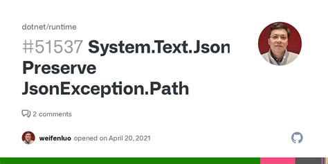 System Text Json Preserve Jsonexception Path Issue Dotnet Runtime Github