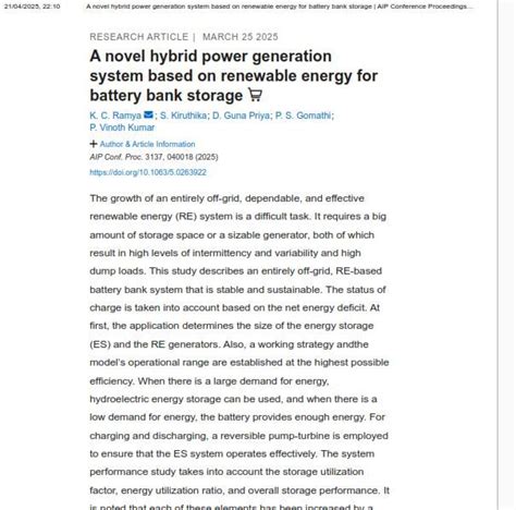 Proud To Share My Recent Research Contributions Drvinoth Kumar P