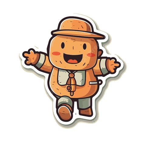 모자를 쓴 남자와 모자 스티커 일러스트 클립 아트 벡터 만화 점프 잭 격리와 스티커 디자인 상표 스티커 일러스트 Png 일러스트 및 벡터 에 대한 무료 다운로드