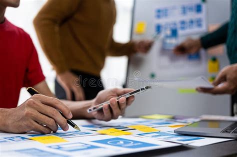 Brainstorming App Ideas Creative Web Design Planning And Development Templates Stock Image