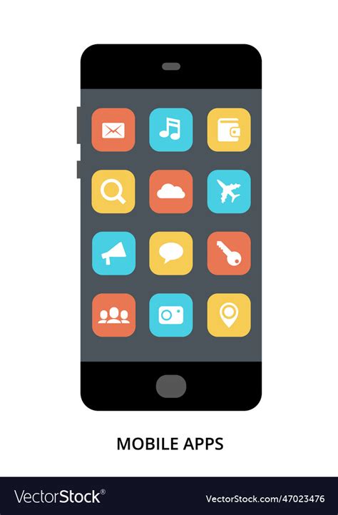 Mobile Apps Concept On Black Smartphone Royalty Free Vector