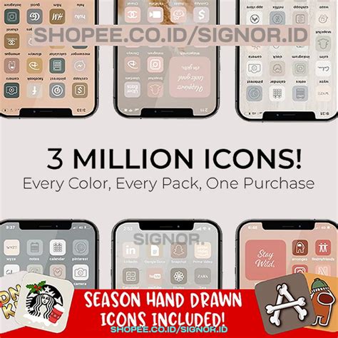 Jual 3000000 High Resolution Ios Icons Pack Mega Bundle Iphone Ios App Icon Aesthetic Phone