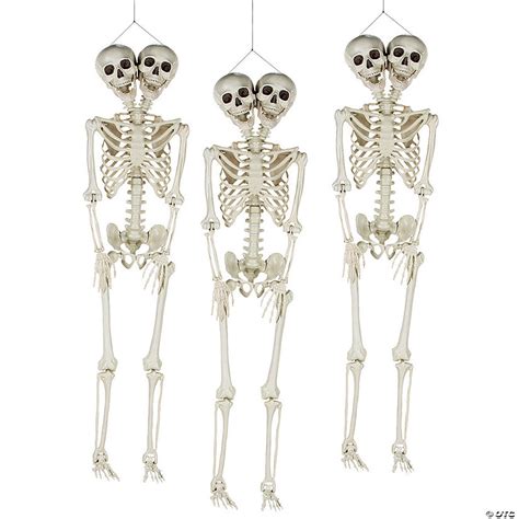 Bulk Two Headed Life Size Posable Skeleton Halloween Decorations