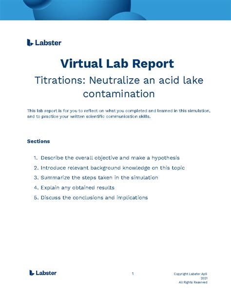Titrations Lab Mt 1 Copyright Labster Aps 2021 Virtual Lab Report