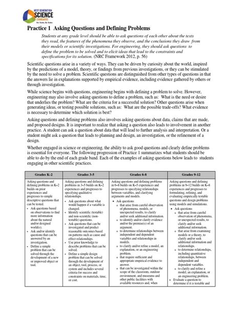 Ngss Sep 1 And 2 Pdf Scientific Method Prediction