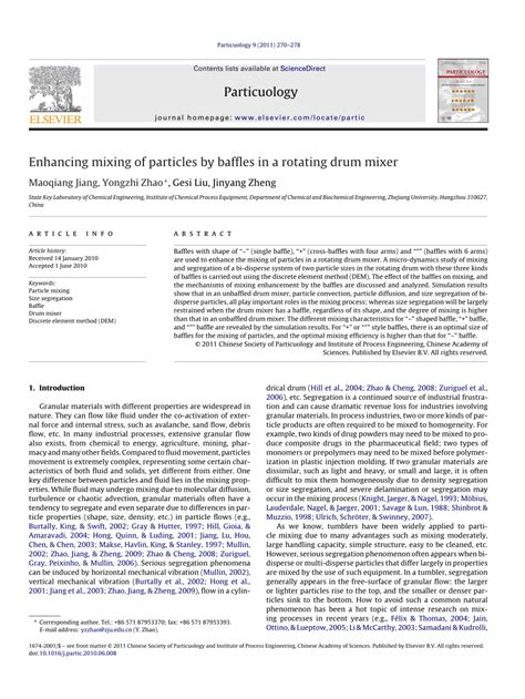 Pdf Enhancing Mixing Of Particles By Baffles In A Rotating Drum Mixer