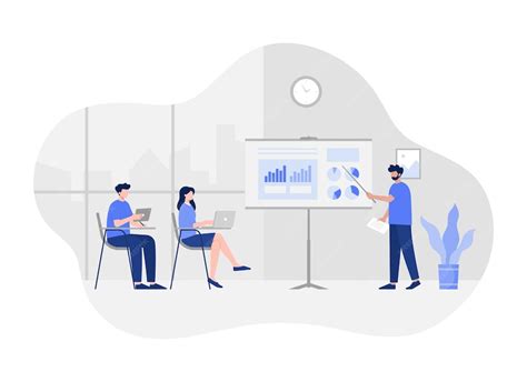 Premium Vector Mentor Presenting Charts And Reports Employees Meeting