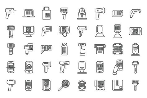 Code Scanning Icons Set Outline Vector Qr Barcode 2289251