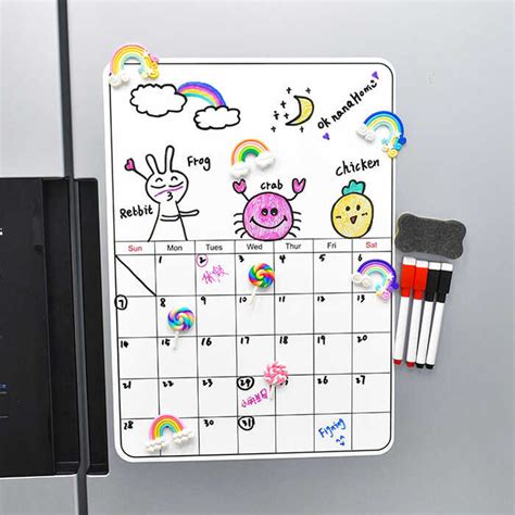 Grid Simple White Refridgerator Magnets Message Paste Month Week Plan