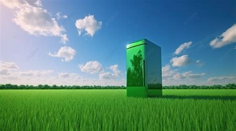 구름과 하늘이 있는 들판의 녹색 큐브 녹색 필드와 푸른 하늘에 3d 렌더링 녹색 냉장고 고화질 사진 사진 배경 일러스트 및 사진 무료 다운로드 Pngtree