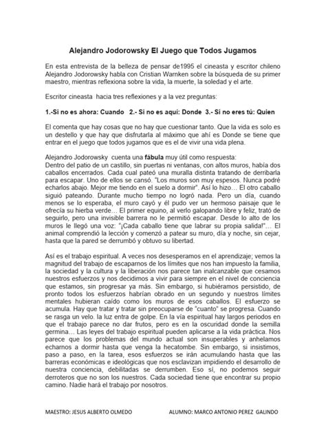 Alejandro Jodorowsky El Juego Que Todos Jugamos 04 Nov 2023 Pdf
