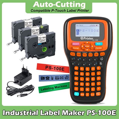 Portable Handheld Label Printer Ps100e With 3pcs Hse231 Heat Shrink Tubing Tape Electrical