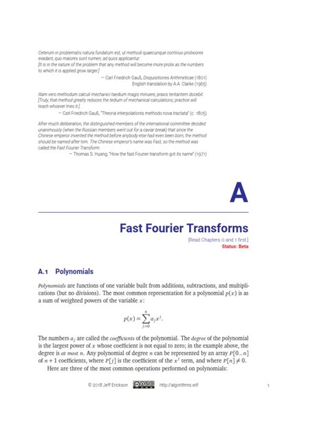 Fast Fourier Transforms Pdf Fast Fourier Transform Polynomial