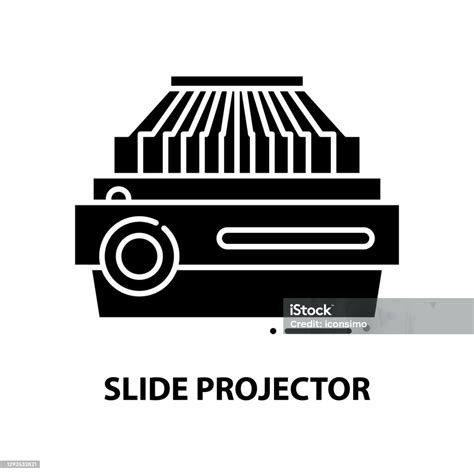 슬라이드 프로젝터 아이콘 편집 가능한 스트로크가 있는 블랙 벡터 사인 컨셉 일러스트레이션 Film Screening에 대한 스톡