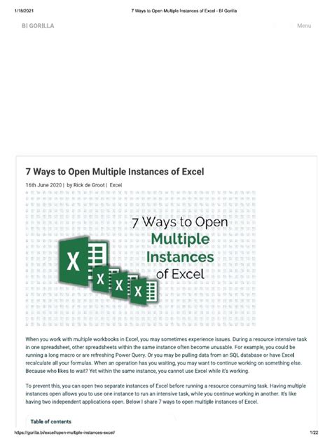 Excel 7 Ways To Open Multiple Instances Of Excel Pdf