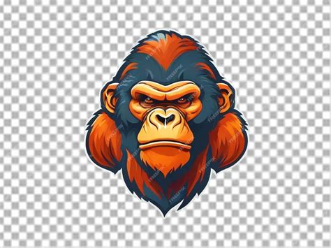 Логотип головы гориллы на прозрачном фоне Премиум Psd Файл