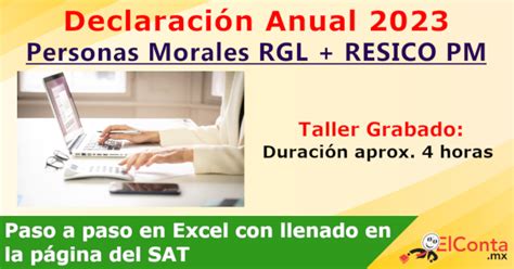 Declaración Anual Pm Rgl 2023 Resico Pm 📃paso A Paso En Excel Con