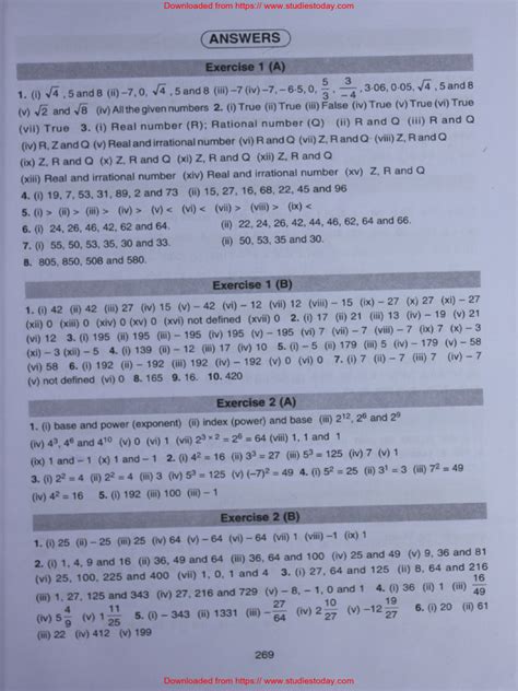 Icse Class 7 Maths Chapter Exercise Answers Pdf