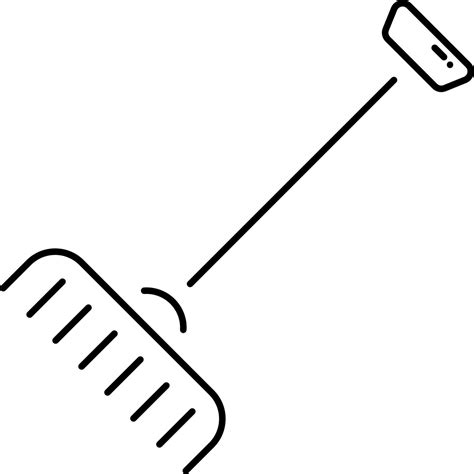 Black Linear Style Rake Shovel Icon Or Symbol 24158579 Vector Art At