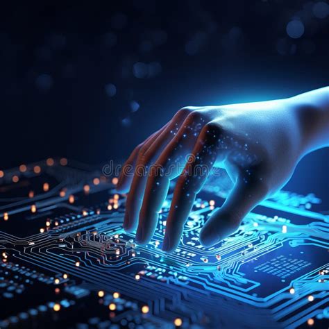 Finger Touching Electronic Circuit Board Technology And Innovation Concept Stock Illustration