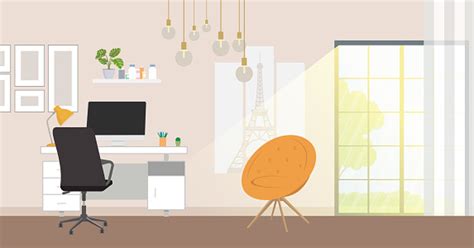 사무실에서 직장 큰 창테이블과 컴퓨터가있는 작업 공간이있는 캐비닛 큰 보스 사무실 플랫 스타일 벡터 일러스트레이션 Lcd에 대한 스톡 벡터 아트 및 기타 이미지 Istock