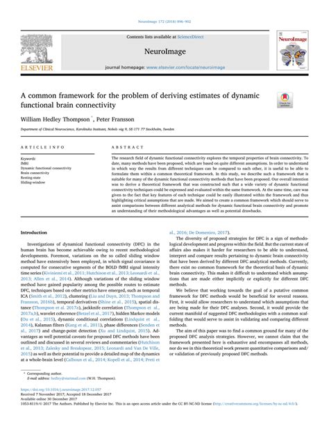 Pdf A Common Framework For The Problem Of Deriving Estimates Of Dynamic Functional Brain